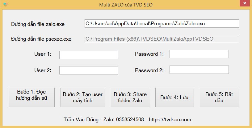 Tool Multi Zalo - Sử dụng nhiều Zalo trên máy tính - TVDSEO