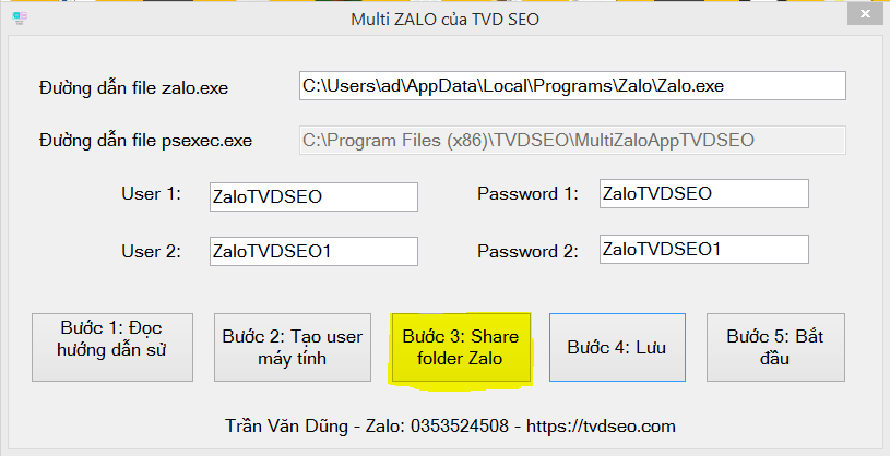 Tool Multi Zalo - Sử dụng nhiều Zalo trên máy tính - TVDSEO